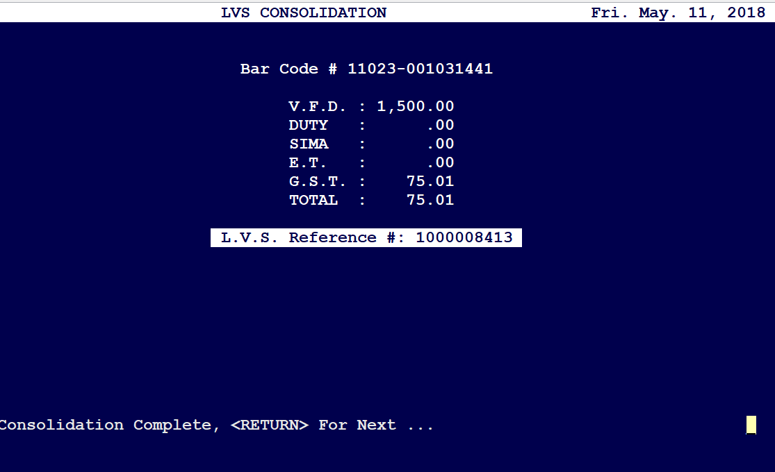 LVSC Low Value Shipment Entries Processing – Candata Support